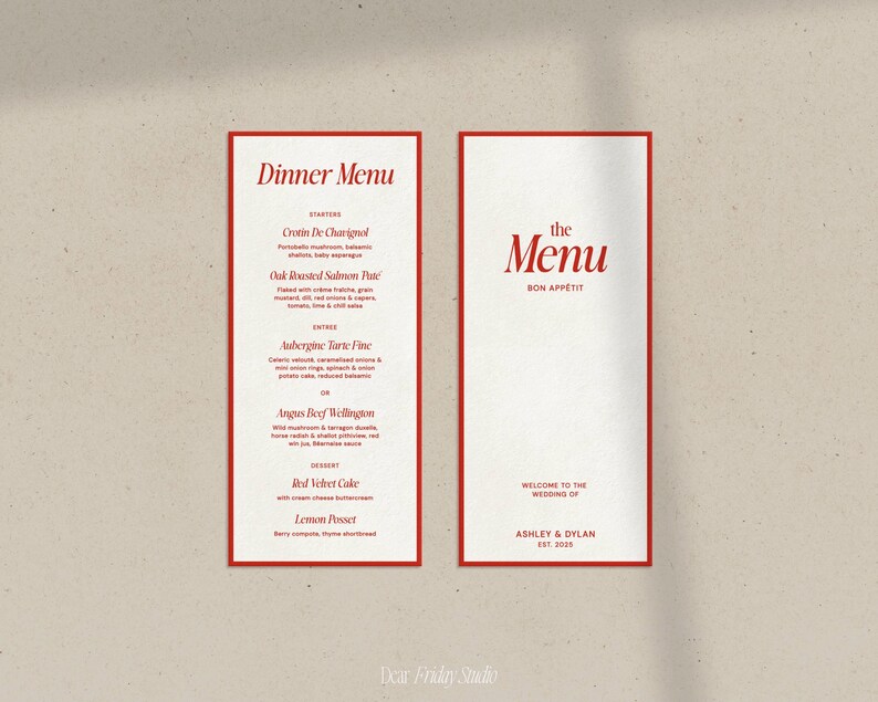 Retro Wedding Menu Template, Vintage Modern Colorful Bright Stationery ...