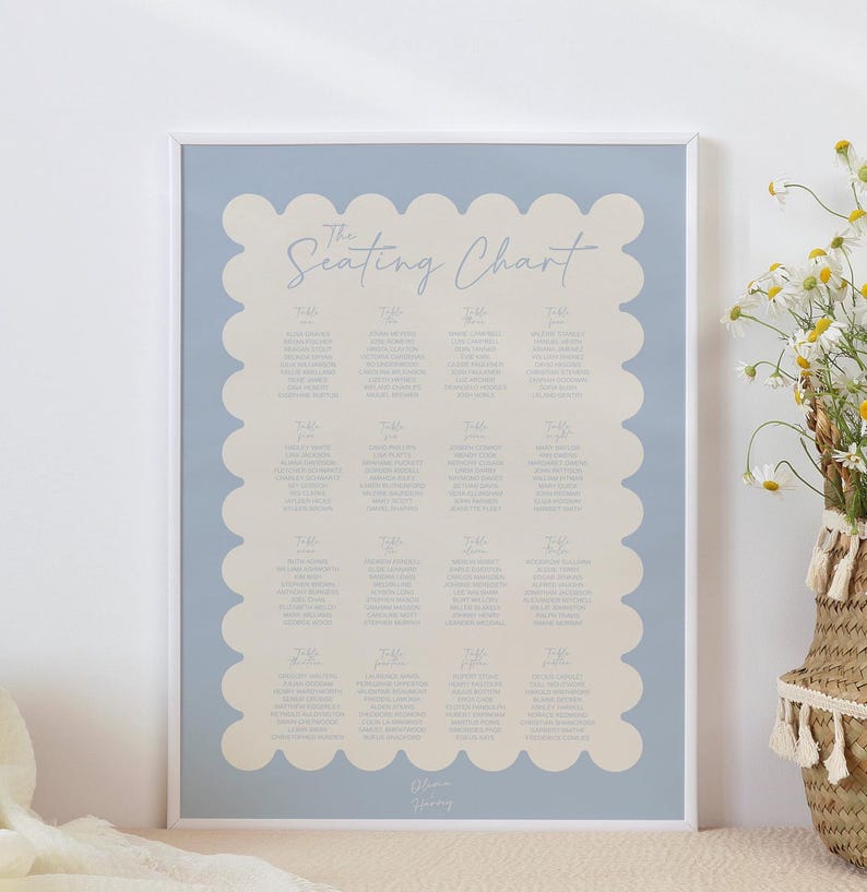 Handwritten Wedding Seating Chart Template, Retro Colorful Fun ...