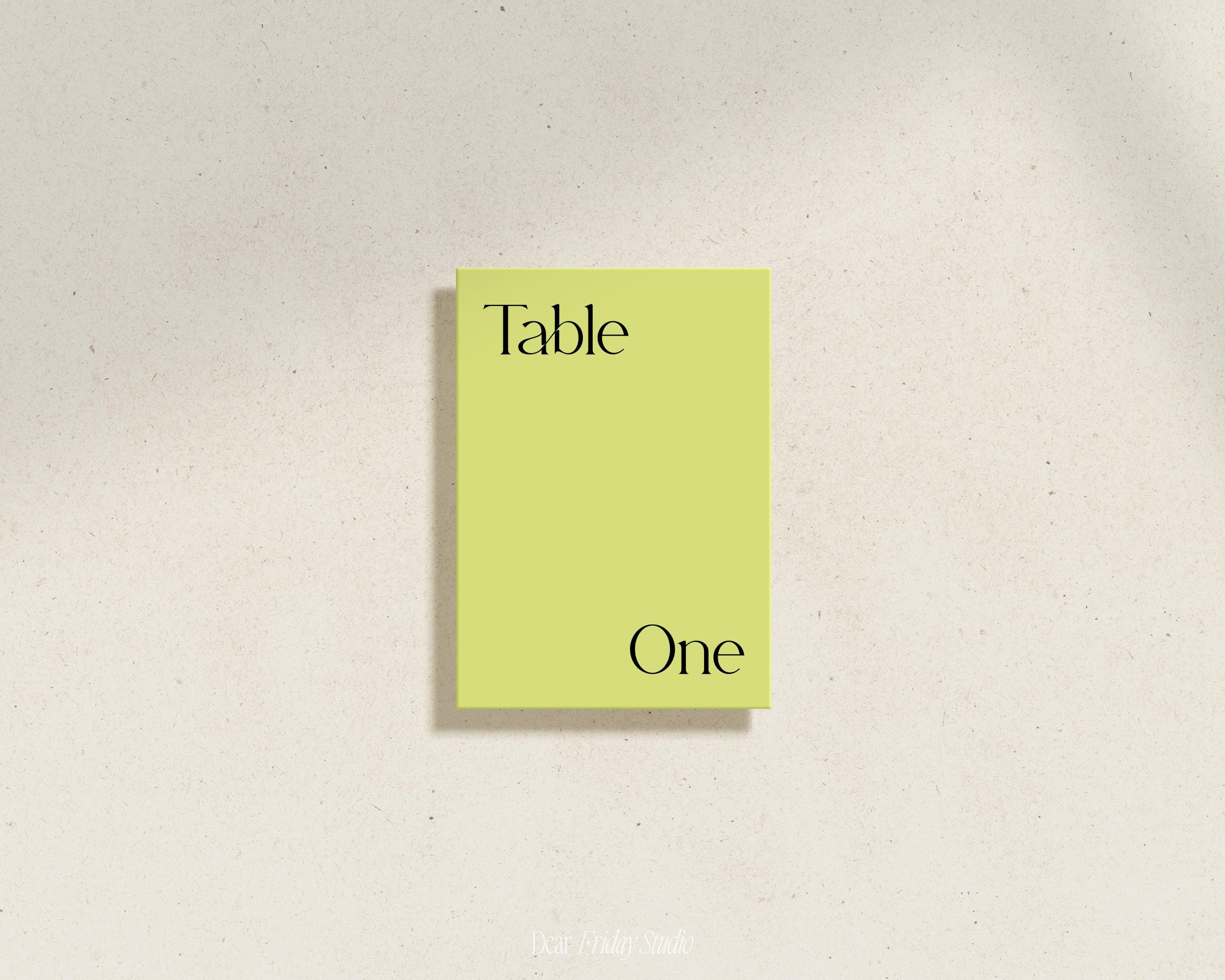 Modern Wedding Table Numbers Template, Minimalist Bright Colorful Bold ...