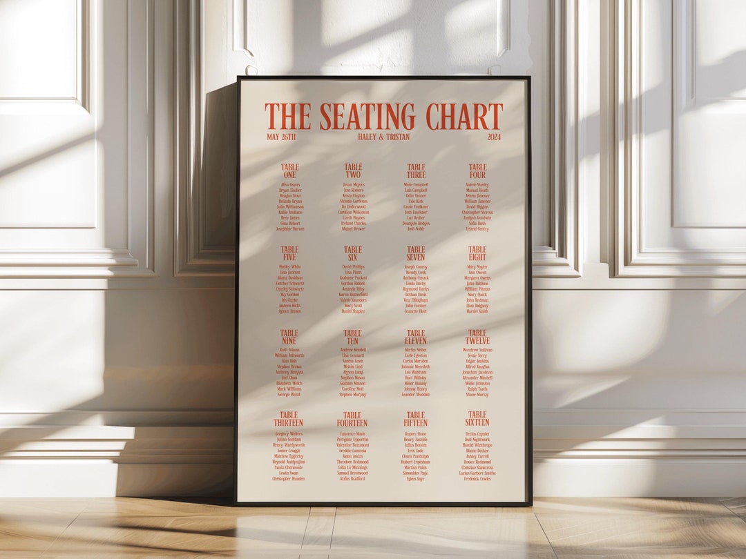 Retro Wedding Seating Chart Template, Retro Colorful Fun Bold Editorial ...