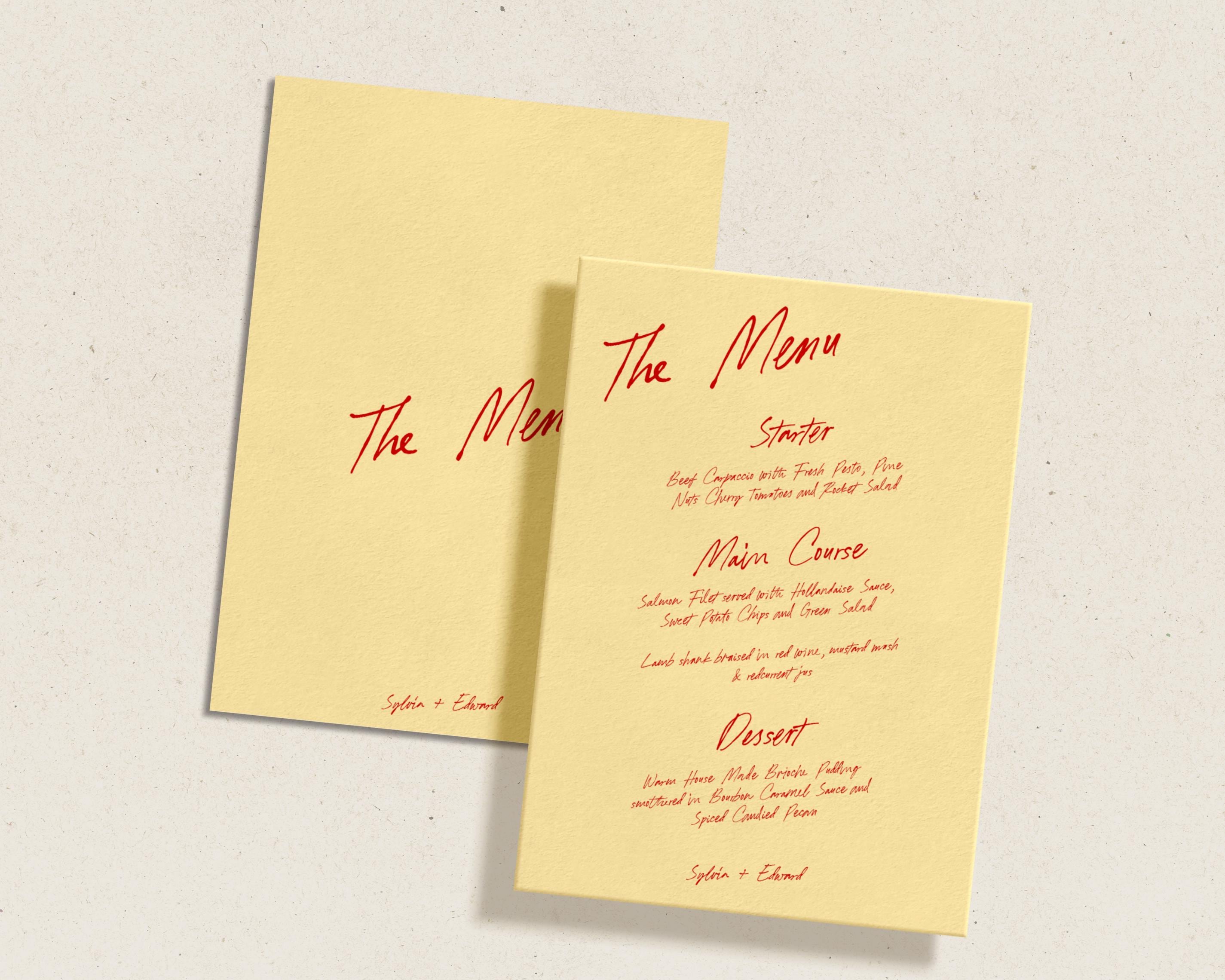 Modern Wedding Menu Template, Retro Bright Colorful Whimsical Vintage ...