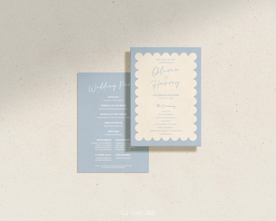 Handwritten Wedding Program Template, Retro Colorful Fun Whimsical ...