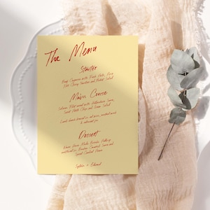 Modern Wedding Menu Template, Retro Bright Colorful Whimsical Vintage ...