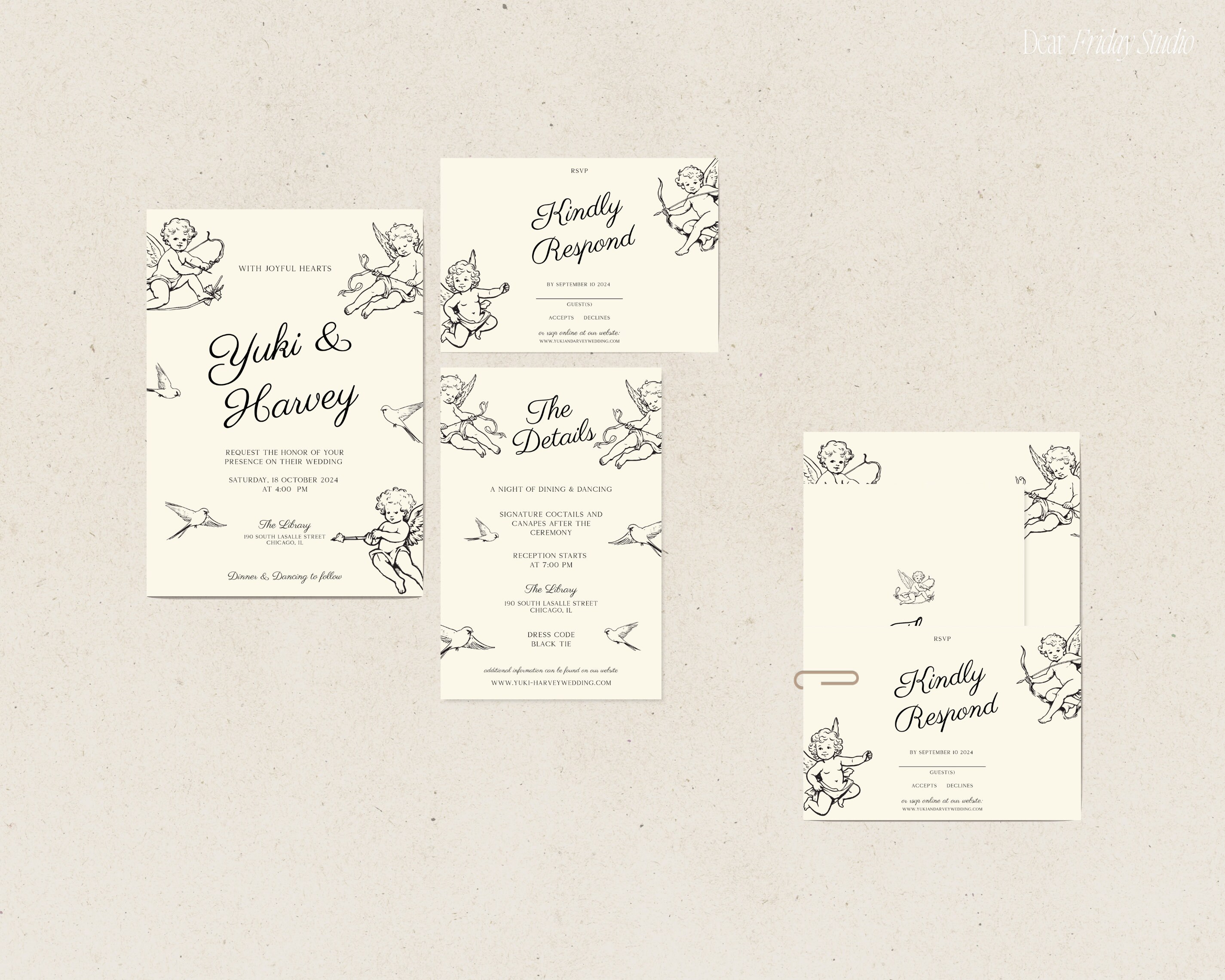 Modern Wedding Invitation Template, Editorial Wedding, Retro Whimsical ...