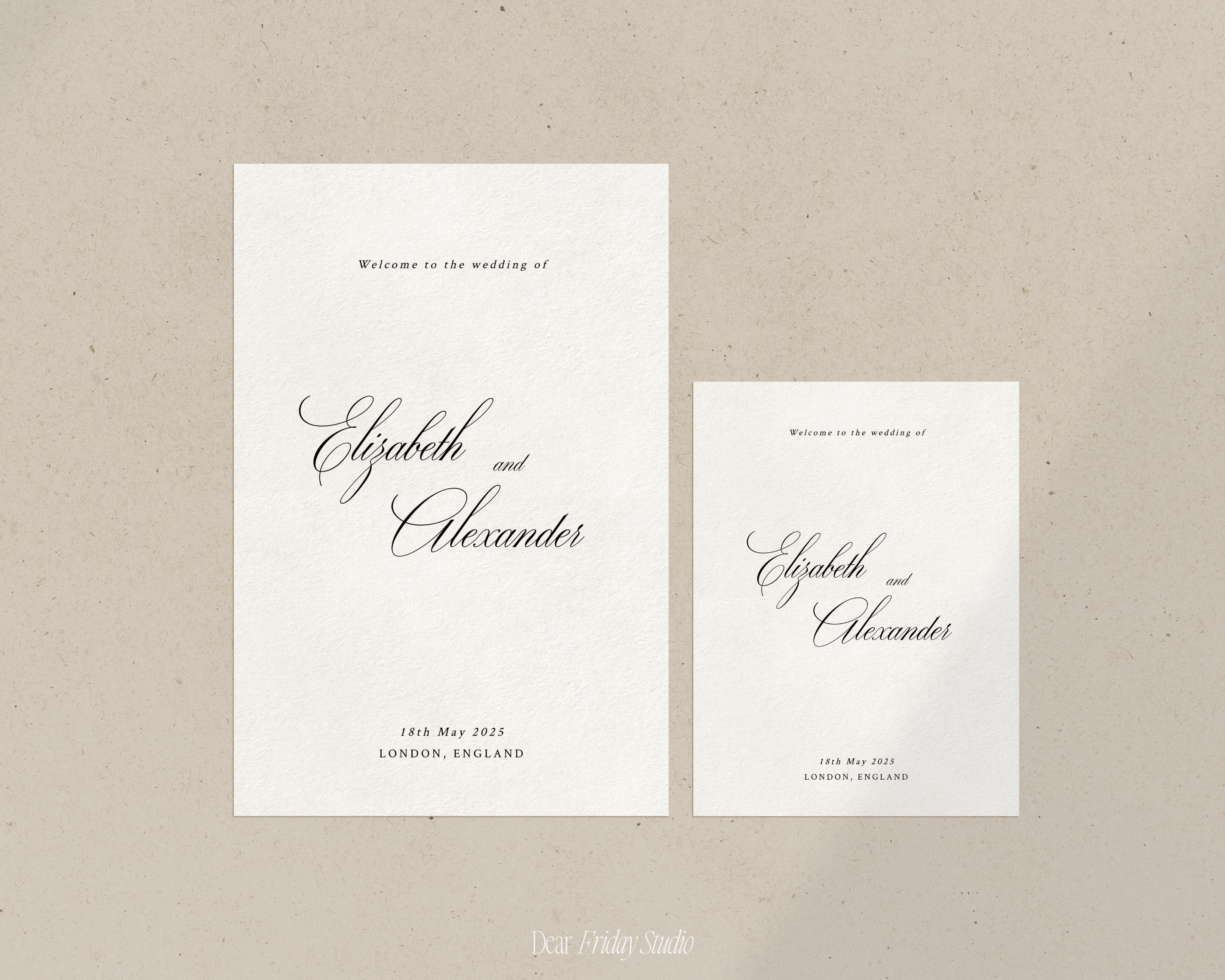 Classic Wedding Welcome Sign Template, Modern Vintage Chic Script ...