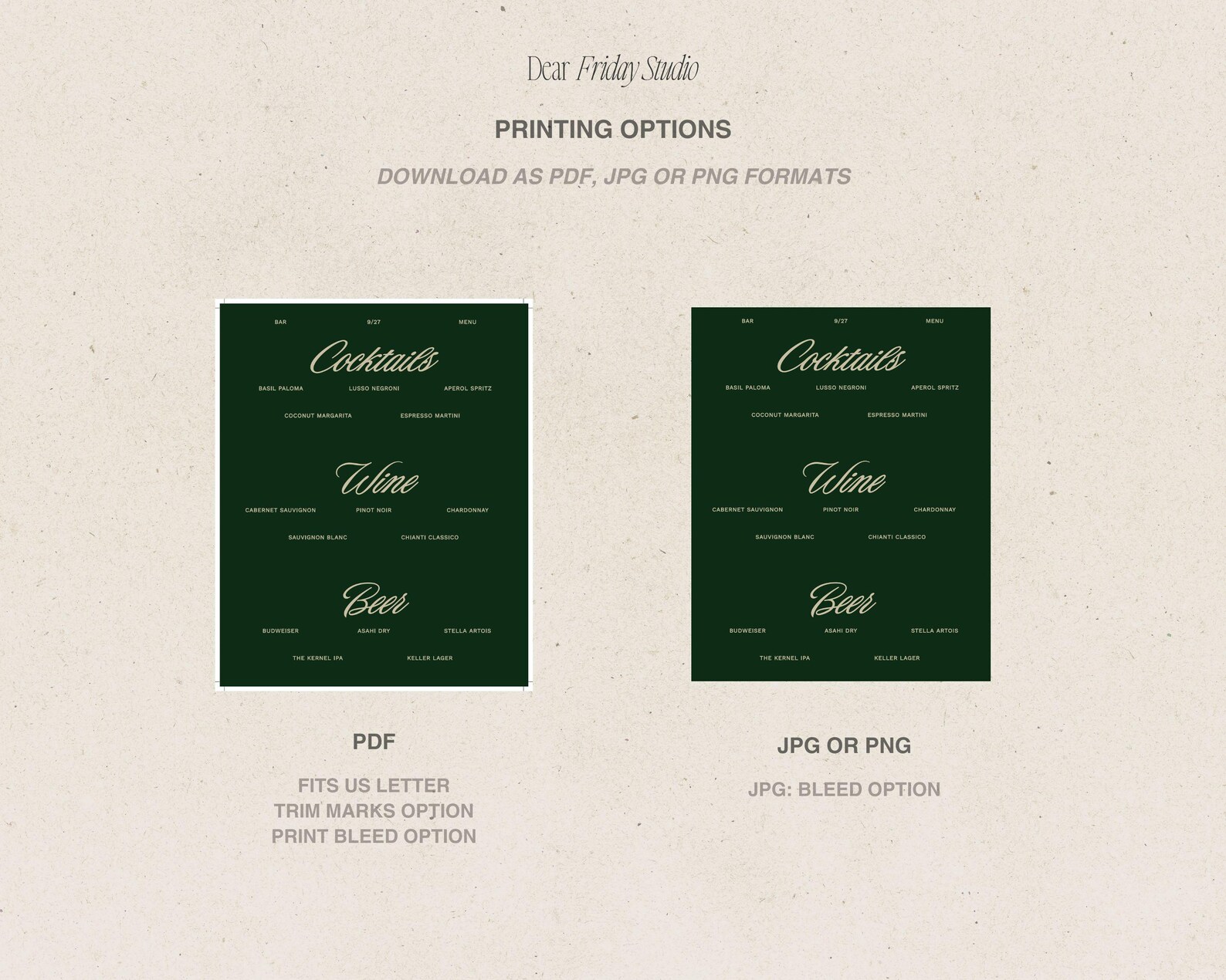 Retro Bar Menu Sign Wedding Template, Vintage Script Modern on the Day ...