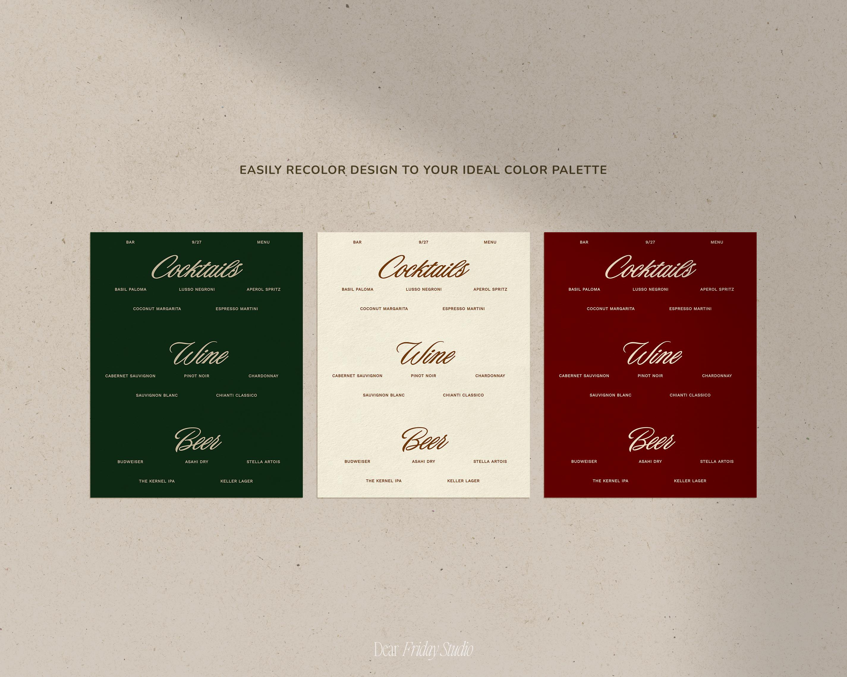 Retro Bar Menu Sign Wedding Template, Vintage Script Modern on the Day ...