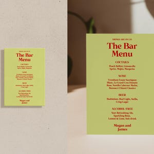 Retro Wedding Bar Menu Sign Template, Bright Colorful Bold Modern ...