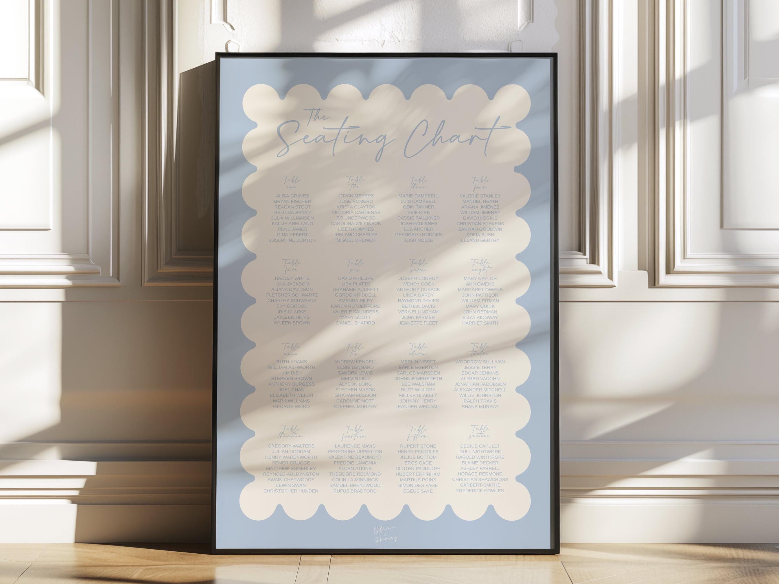 Handwritten Wedding Seating Chart Template, Retro Colorful Fun ...