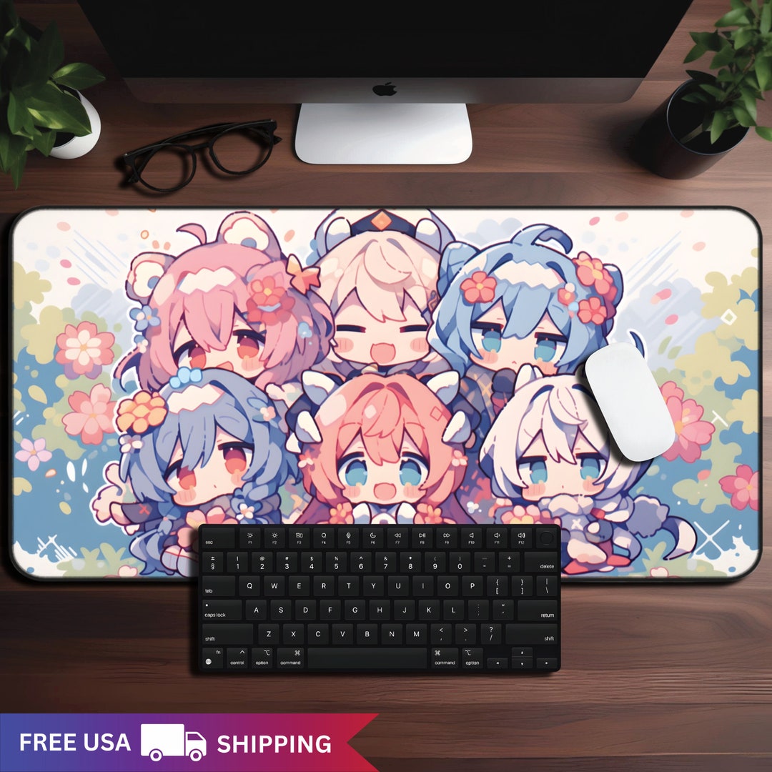 Kawaii Chibi Desk Mat, Adorable Gaming Mousepad Gift for Anime Lover ...