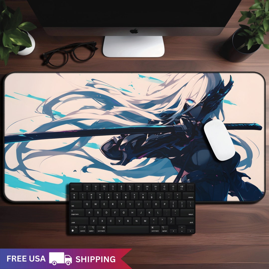 Cool Anime Female Assassin Desk Mat, Colorful Paint Splatter Anime ...
