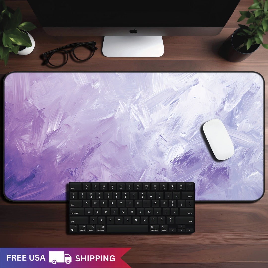 Pastel Lavender Mousepad , Brush Stroke Abstract Desk Mat, Premium Xxl ...