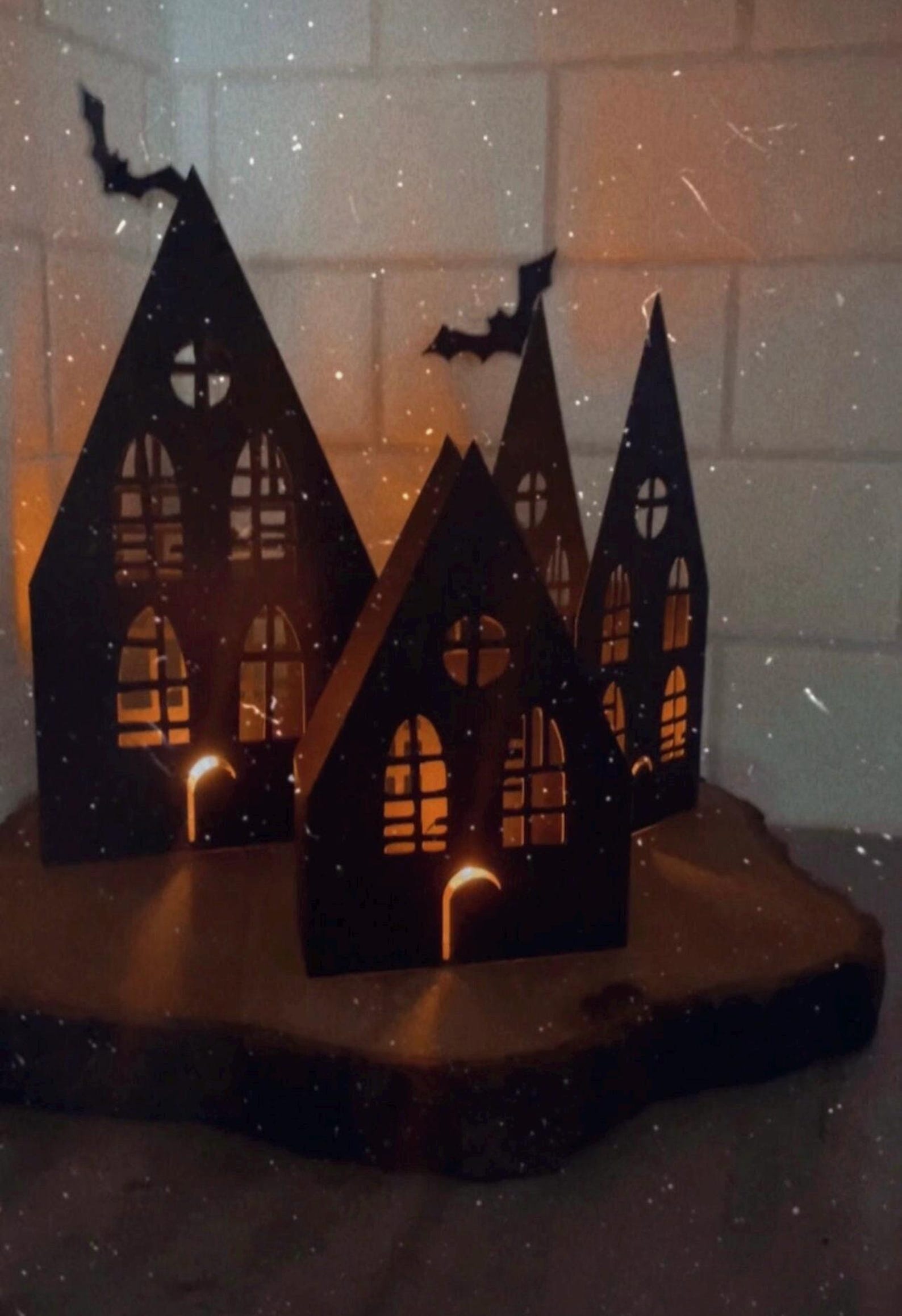 Haunted House Luminary, Halloween Decor, Black Gothic House, Haunted ...