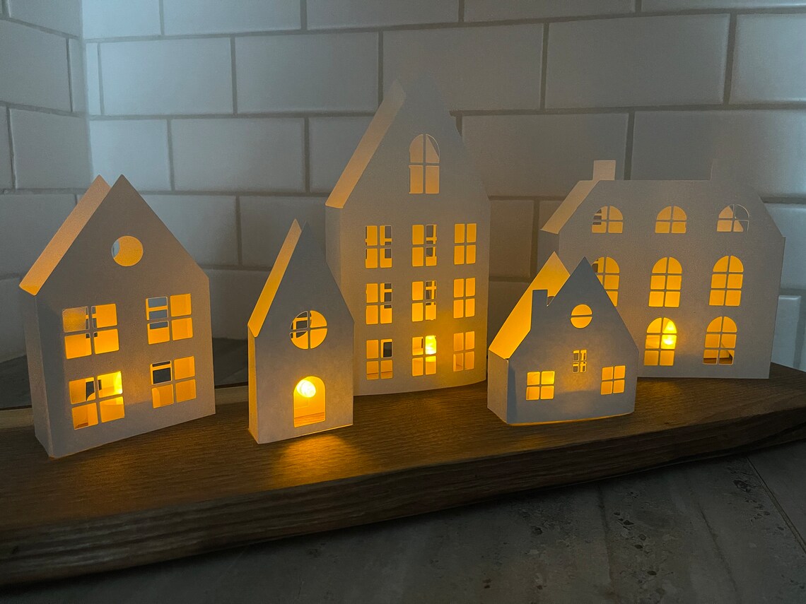 Christmas Village Luminary, SVG File for Cricut, Christmas Decor ...