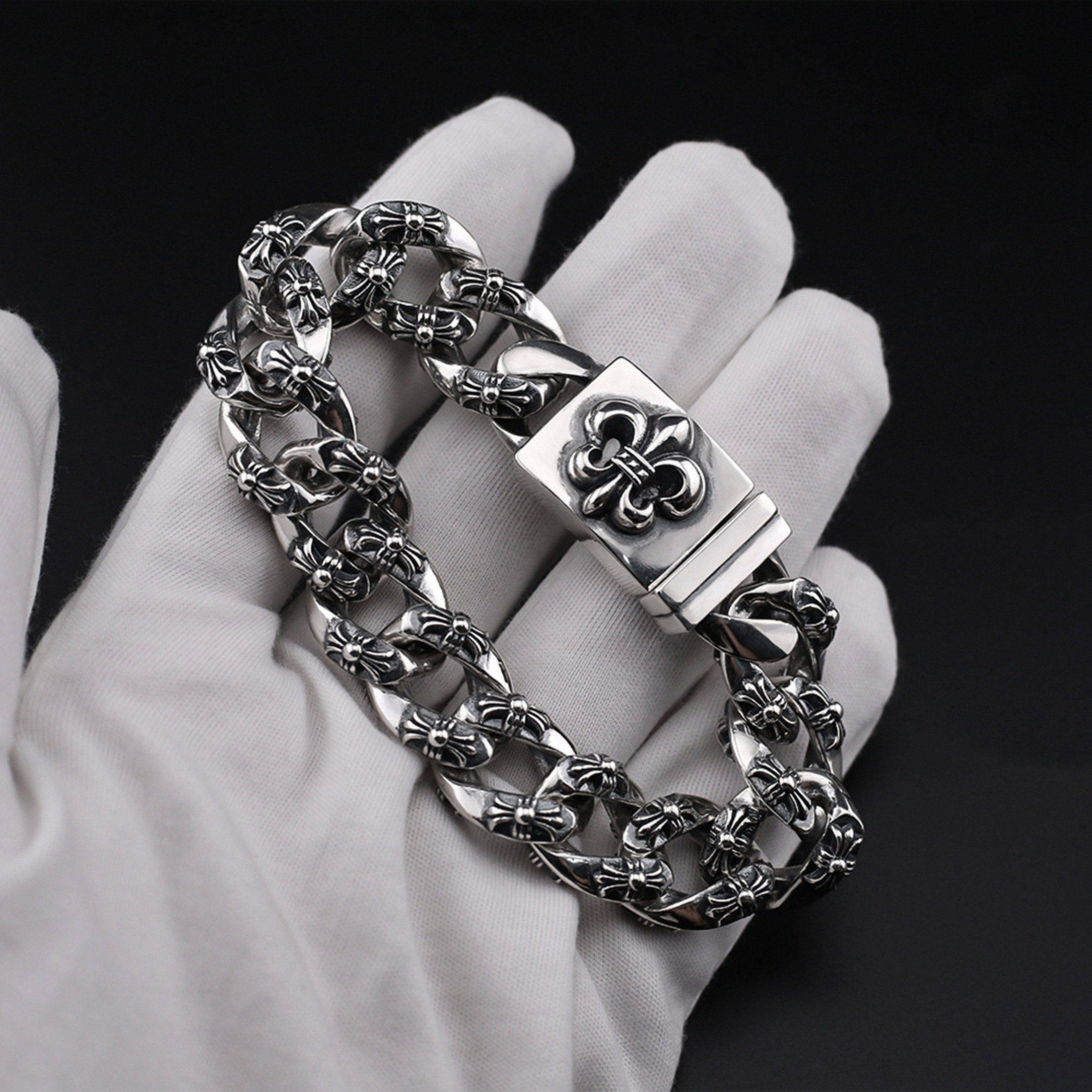 Chrome Hearts Style Braceletchrome Hearts Braceletchrome - Etsy