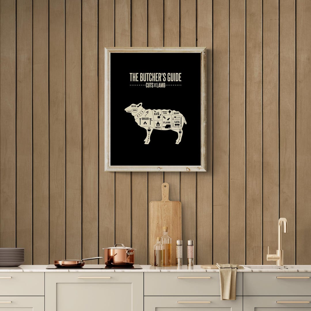 Butchers Guide Cuts of Lamb Wall Art Poster / Cream & Black Lamb ...