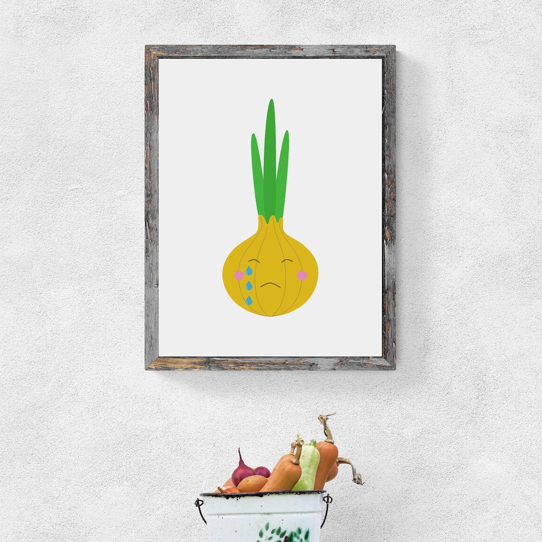 Crying Onion With Tears Wall Art Poster / Fruits & Vegetables Graphic ...
