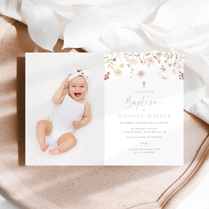 Baptism Photo Invitation - Etsy