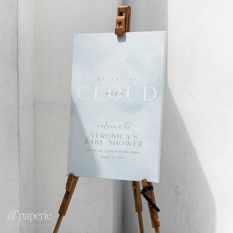 Cloud Nine Baby Shower Welcome Sign Template, Minimal Cloud Nine Shower ...