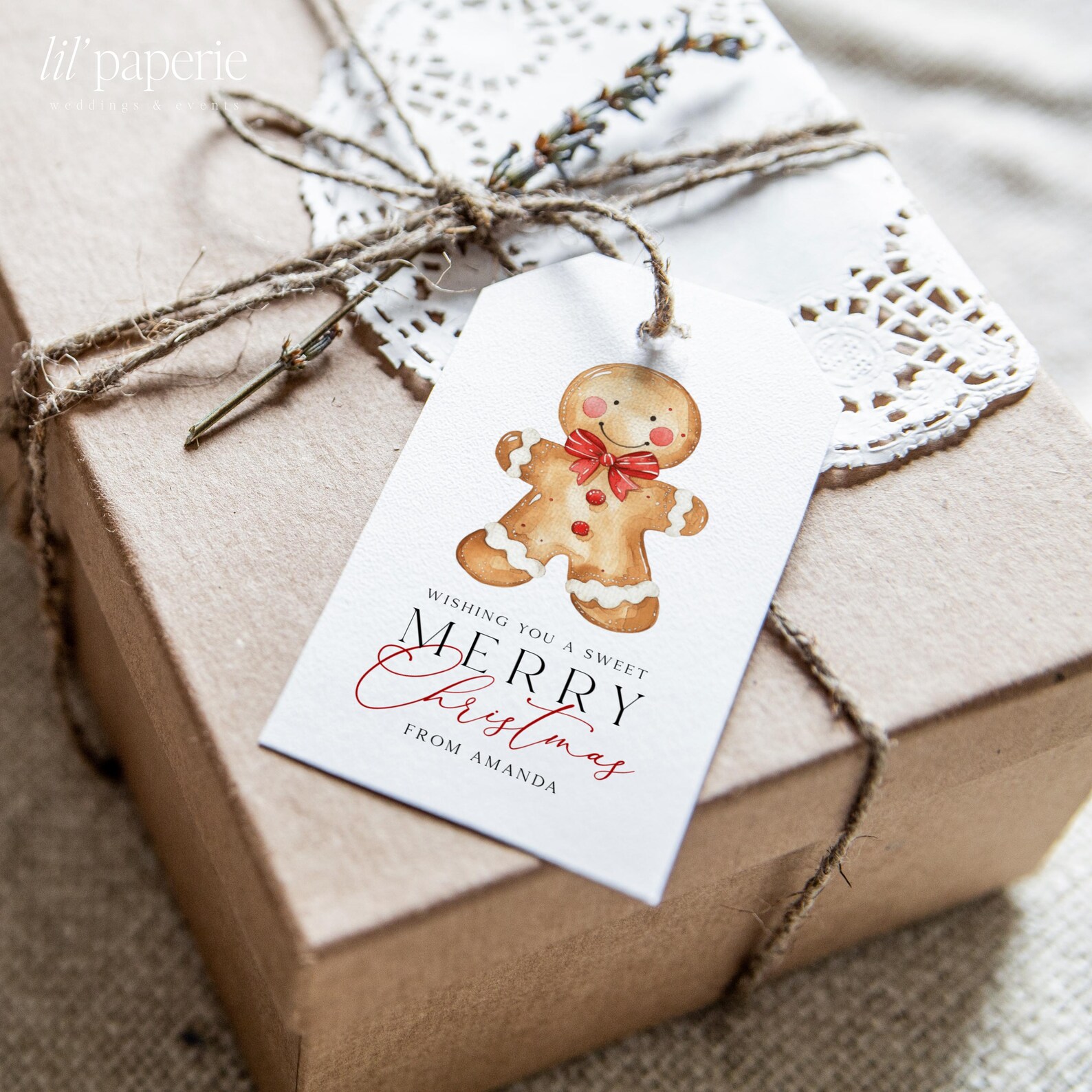 Christmas Gingerbread Man Tag, Printable Cookie Christmas Gift Tag ...