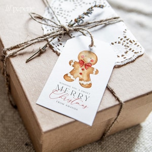 Christmas Gingerbread Man Tag, Printable Cookie Christmas Gift Tag ...