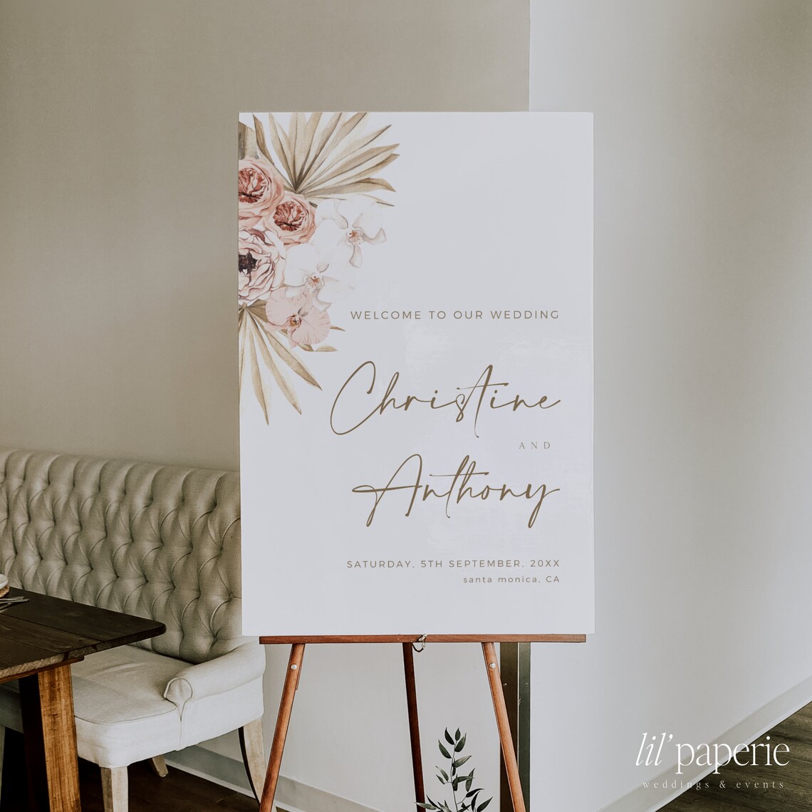 Boho Floral Wedding Welcome Sign Template Download, Chic Boho Wedding ...