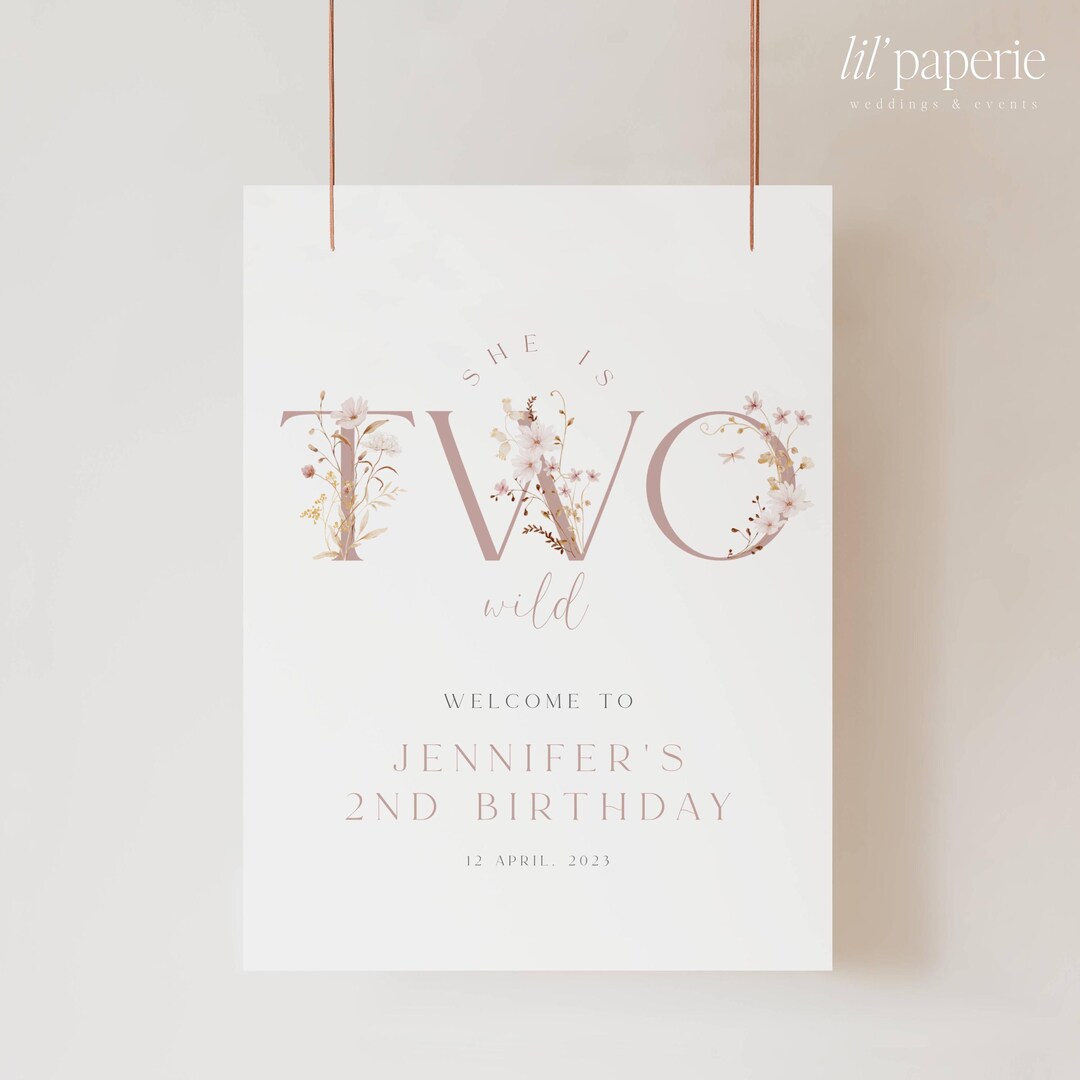 Two Wild Birthday Welcome Sign Template, 2nd Birthday Welcome Board ...