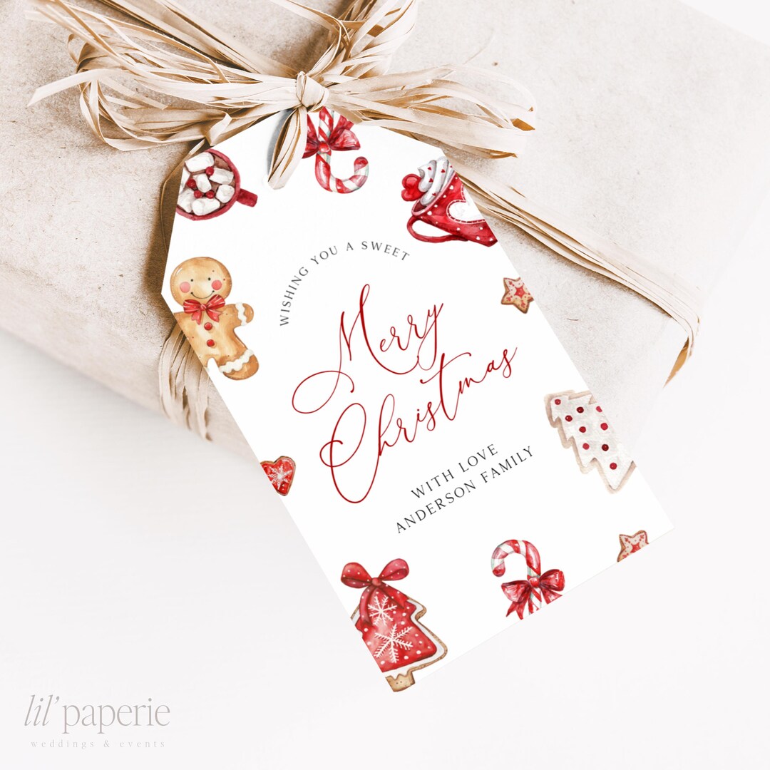 A Sweet Christmas Gift Tag Template, Printable Cookie Christmas Tag ...