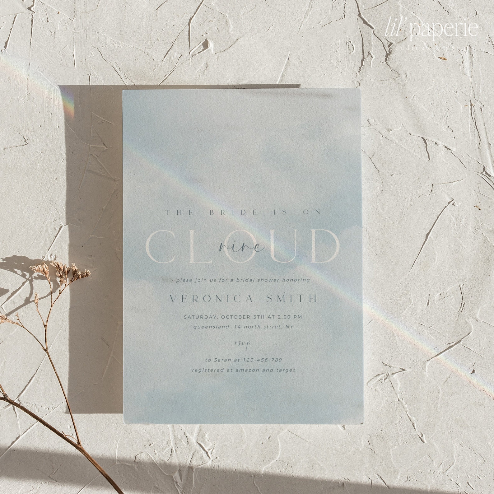 Cloud Nine Bridal Shower Invitation Template, Minimal Cloud Nine Shower ...