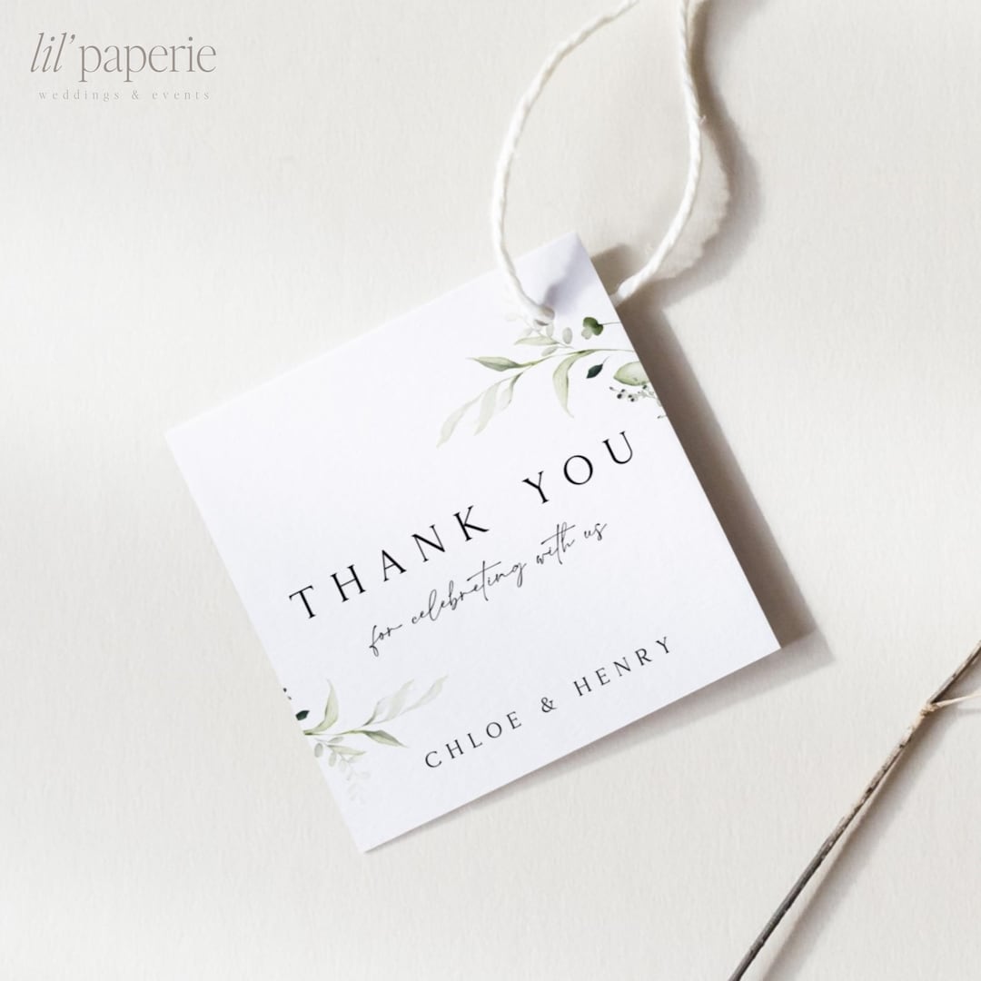 Greenery Wedding Favor Tag Template Download, Wedding Square Favor Tag ...