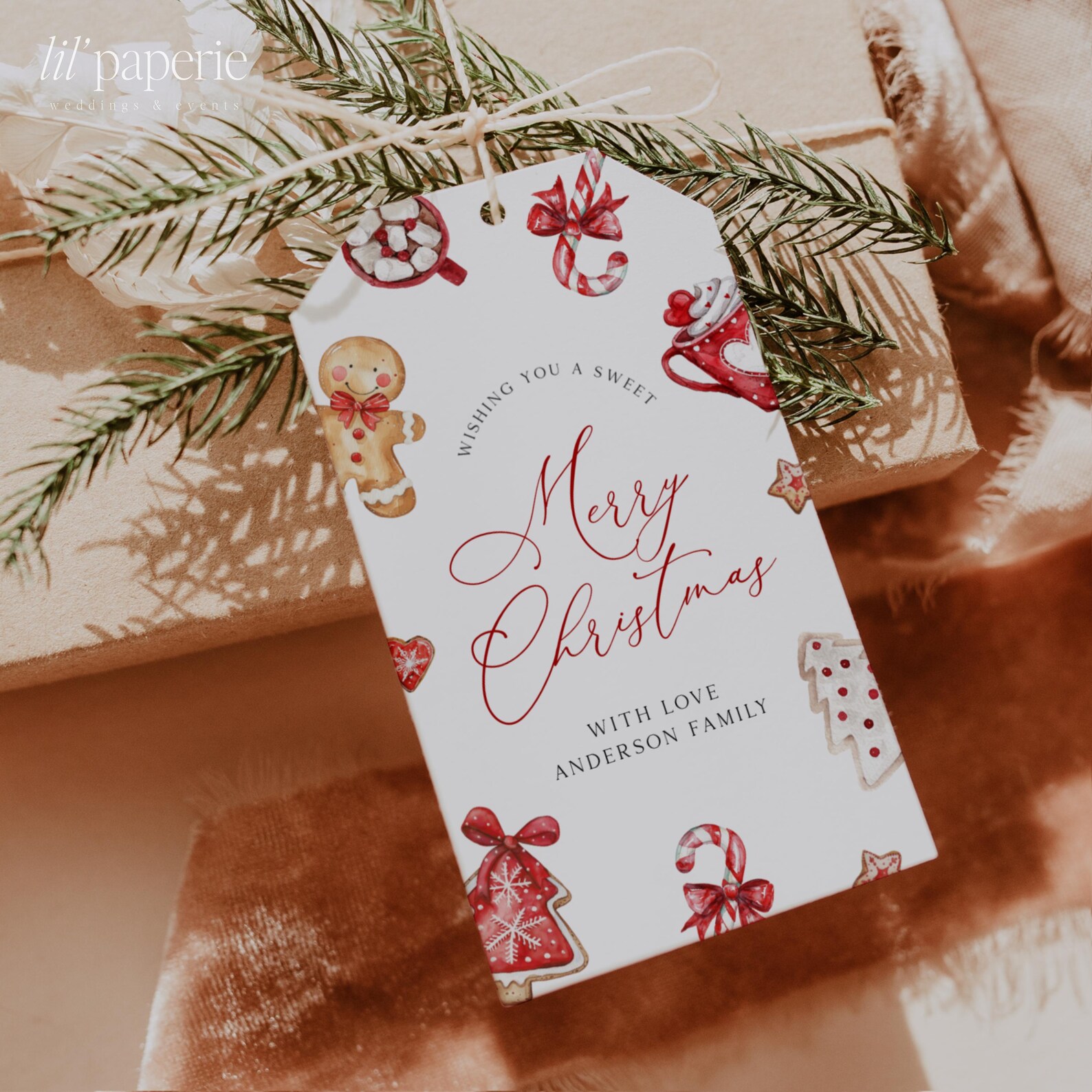 A Sweet Christmas Gift Tag Template, Printable Cookie Christmas Tag ...