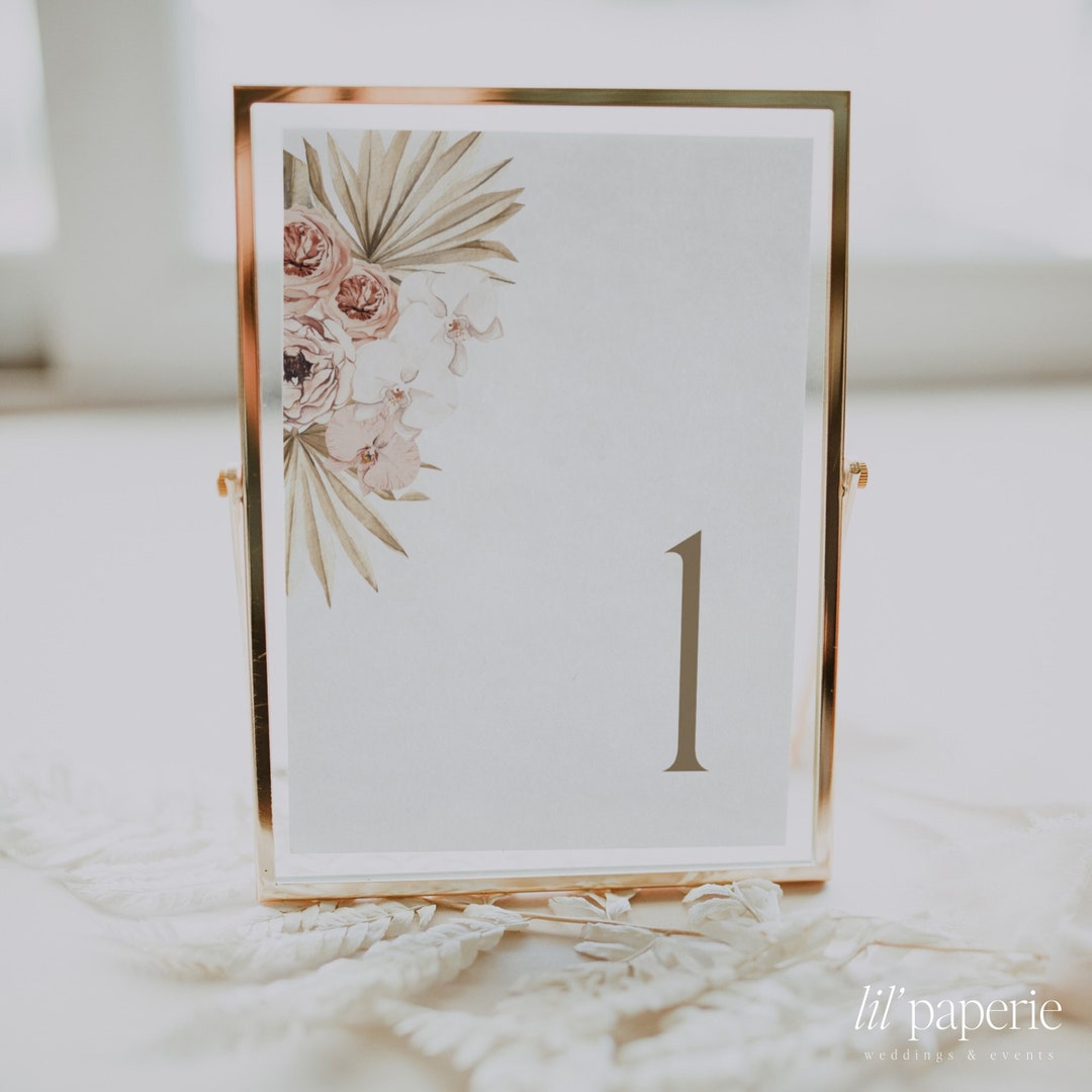 Boho Floral Wedding Table Number Template Download, Minimal Boho ...