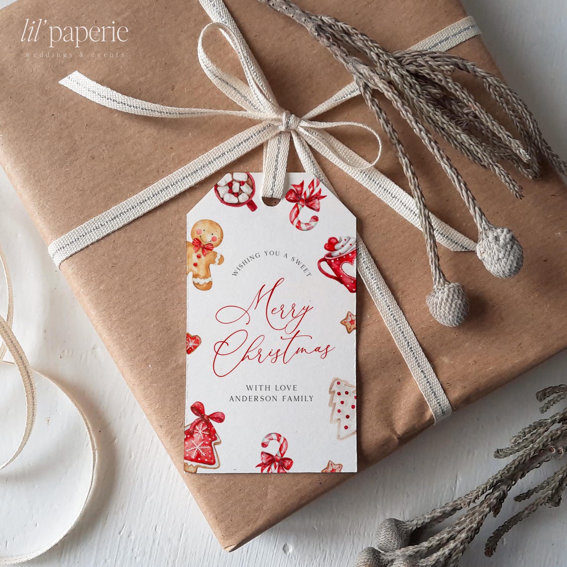 A Sweet Christmas Gift Tag Template, Printable Cookie Christmas Tag ...