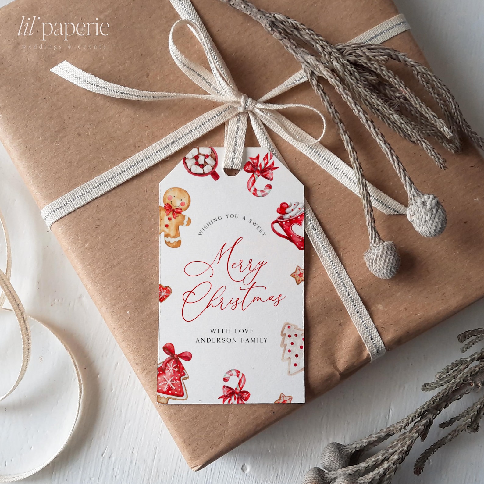 A Sweet Christmas Gift Tag Template, Printable Cookie Christmas Tag ...