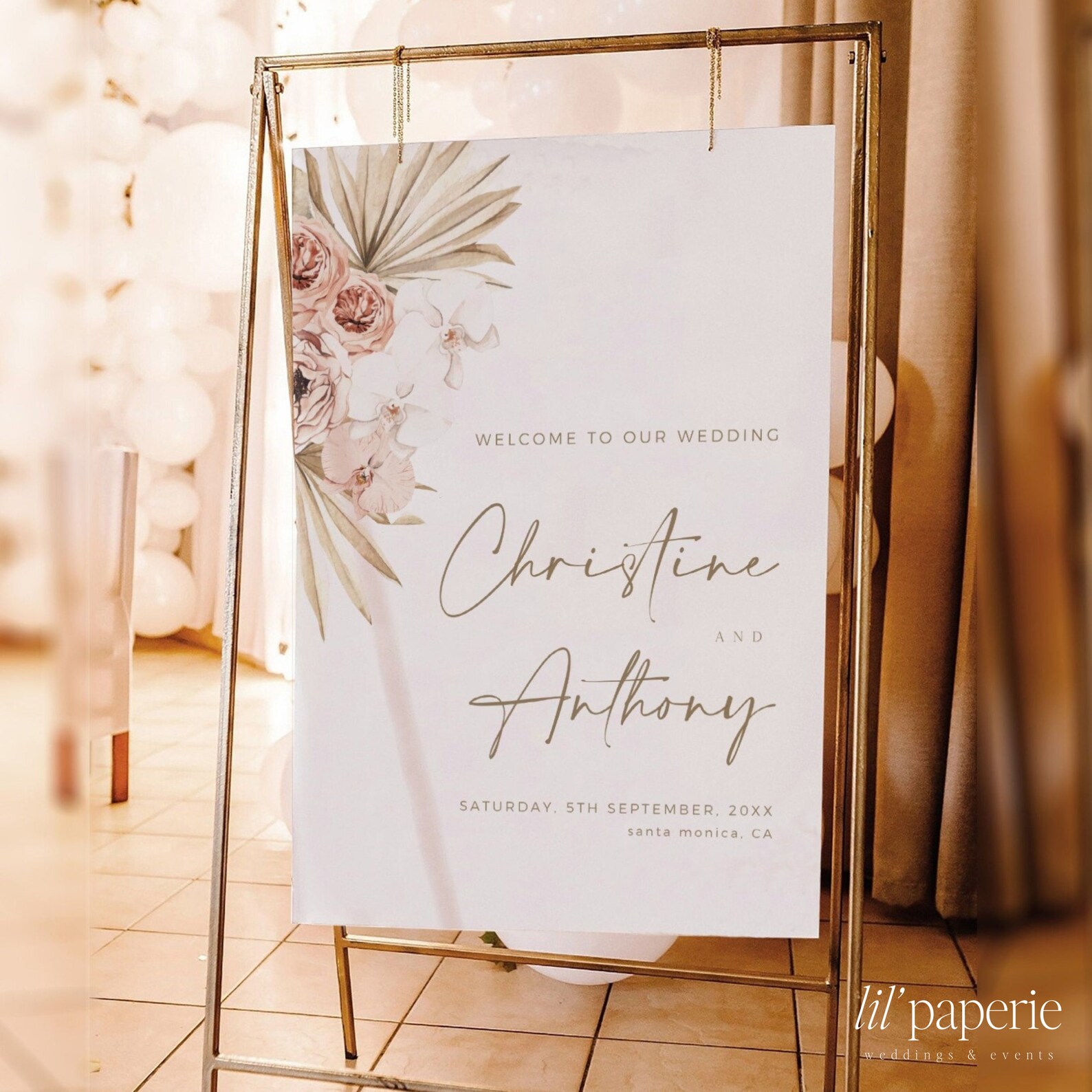 Boho Floral Wedding Welcome Sign Template Download, Chic Boho Wedding ...