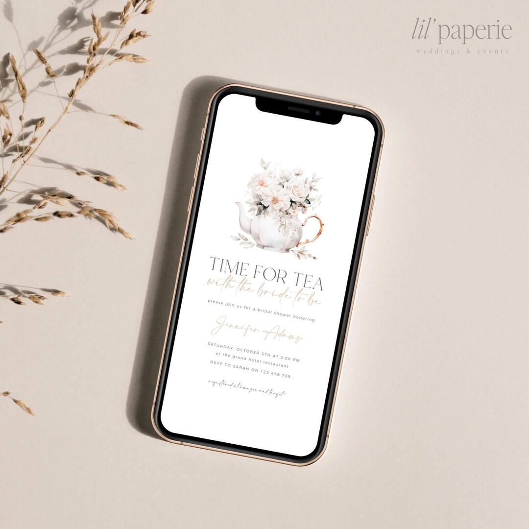 Time for Tea With the Bride to Be Evite Template, Bridal Shower Tea ...