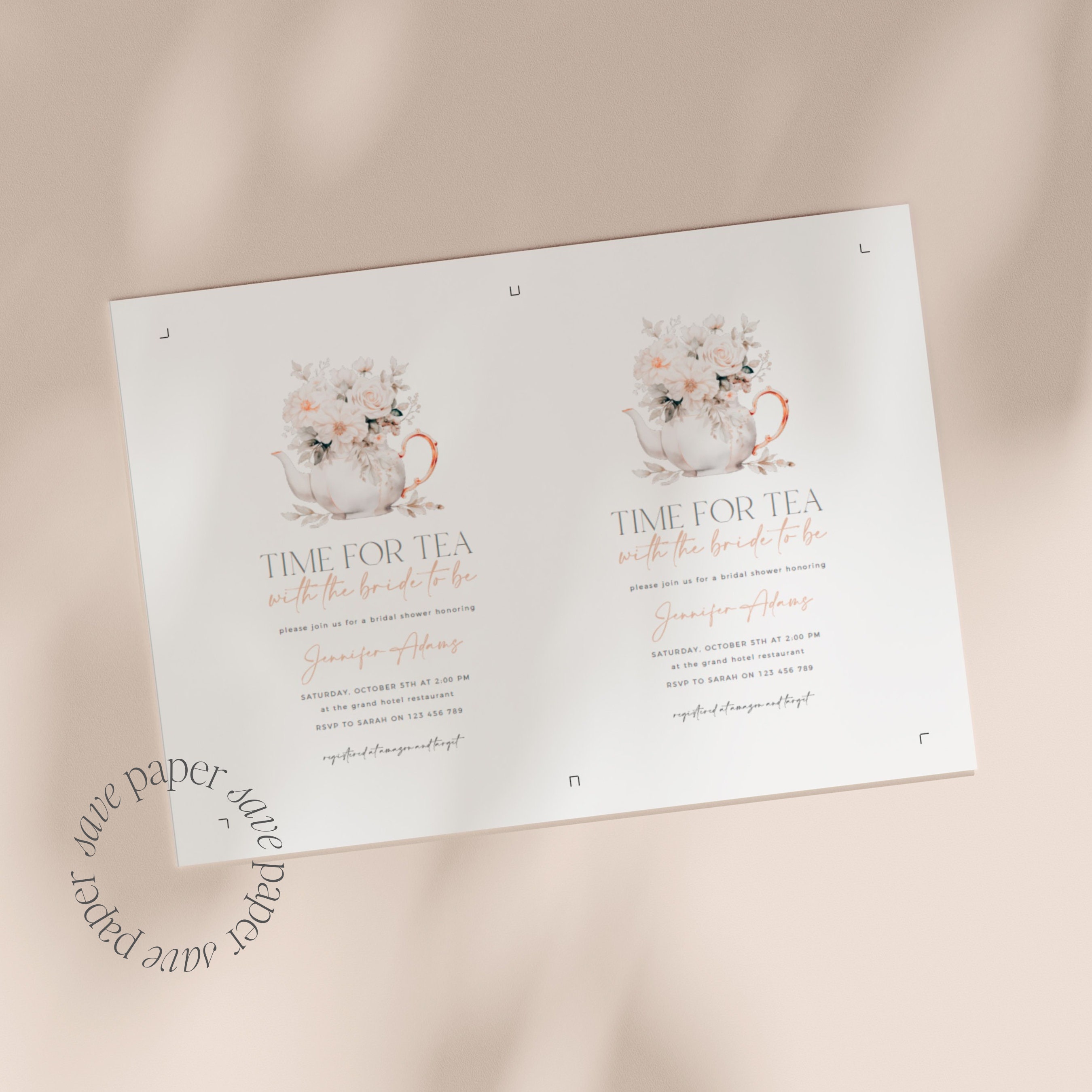 Time for Tea With the Bride to Be Invitation Template, Printable Tea ...