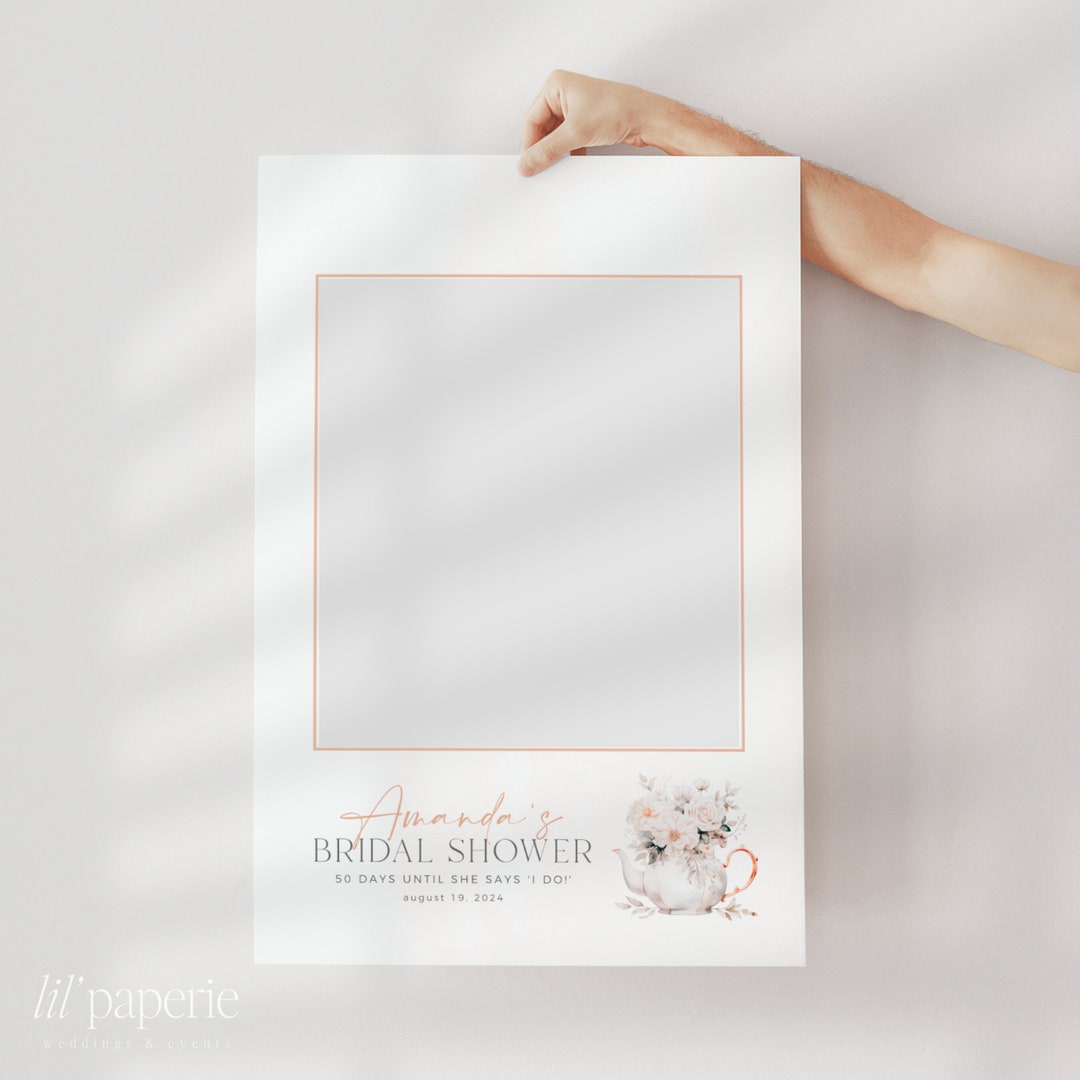 Tea Party Bridal Shower Photo Booth Frame, Minimal Tea Party Bridal ...