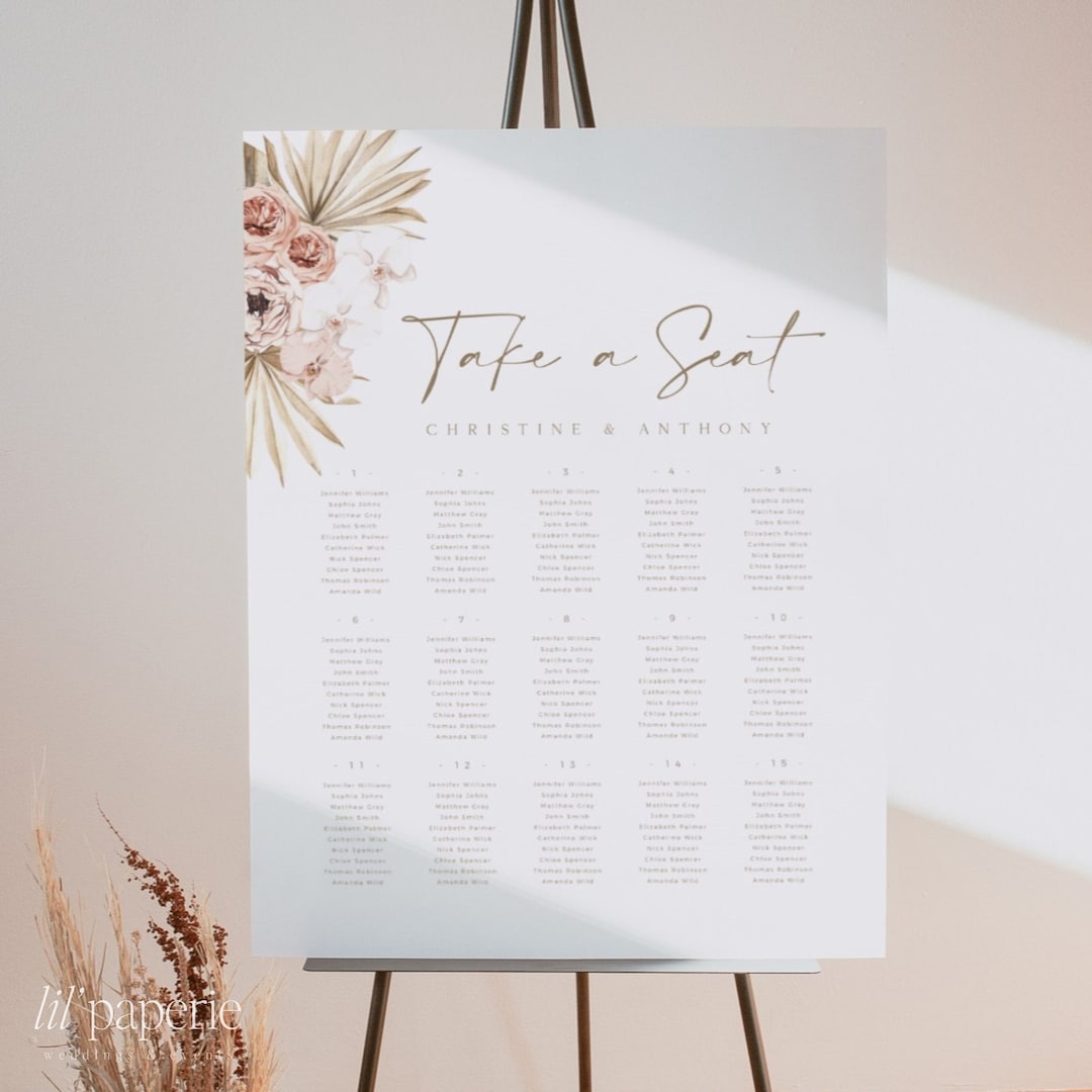 Minimal Boho Wedding Seating Chart Template, Printable Boho Seating ...