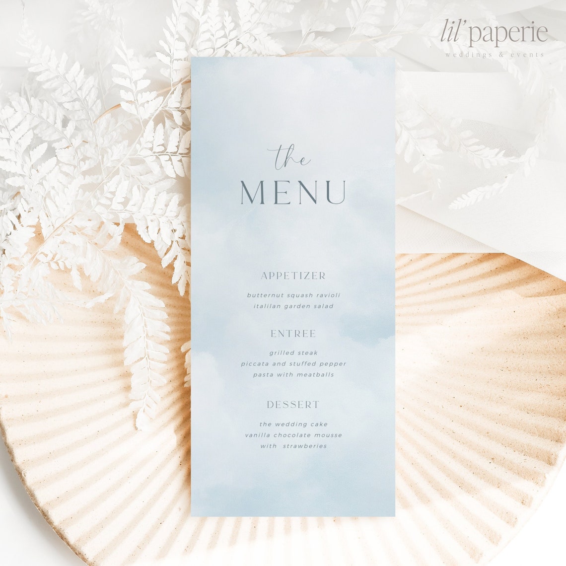 Cloud Nine Menu Template, Printable Clouds Menu, Simple Cloud 9 Bridal ...