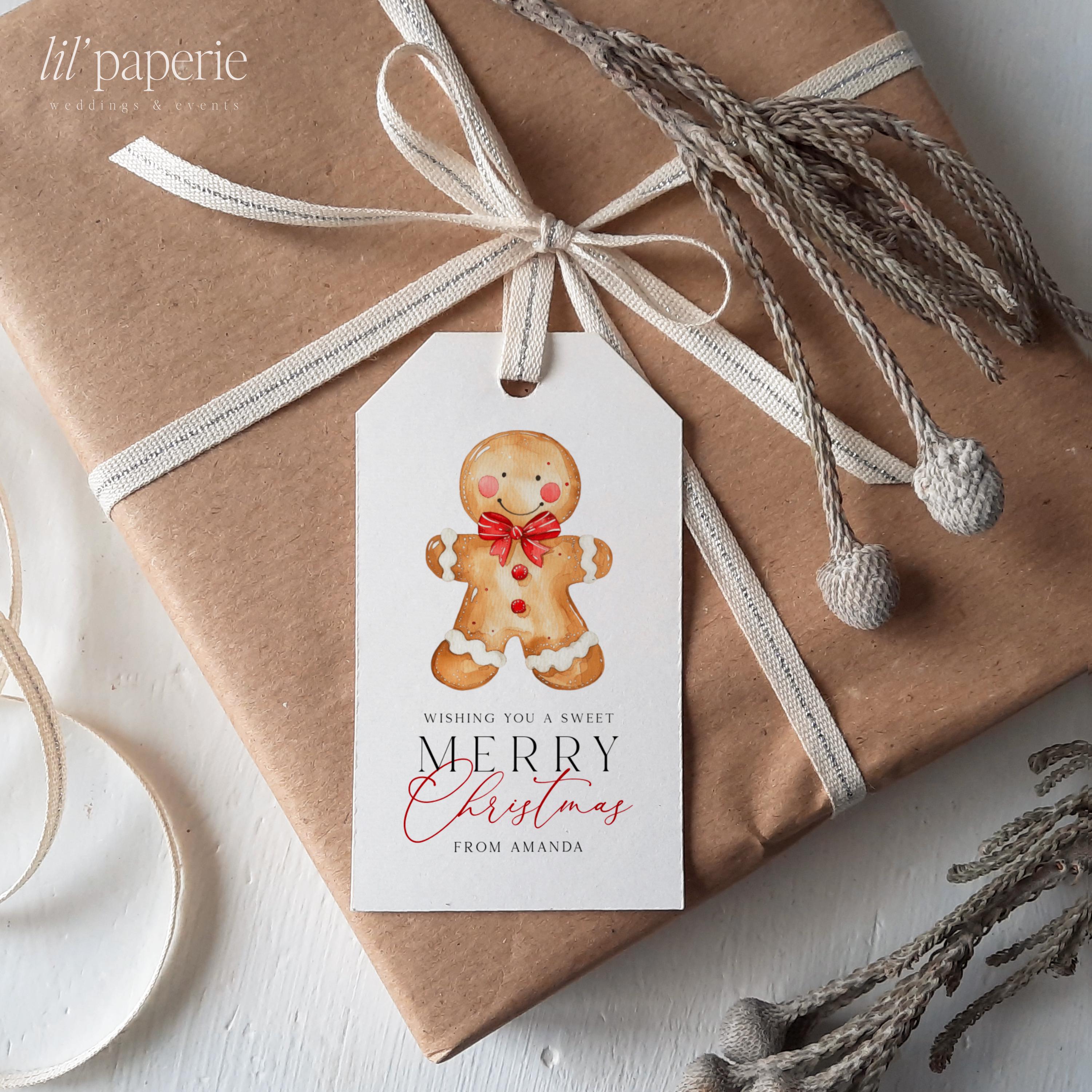 Christmas Gingerbread Man Tag, Printable Cookie Christmas Gift Tag ...