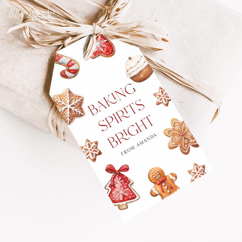Baking Spirits Bright Tag Template, Printable Christmas Cookies Gift ...