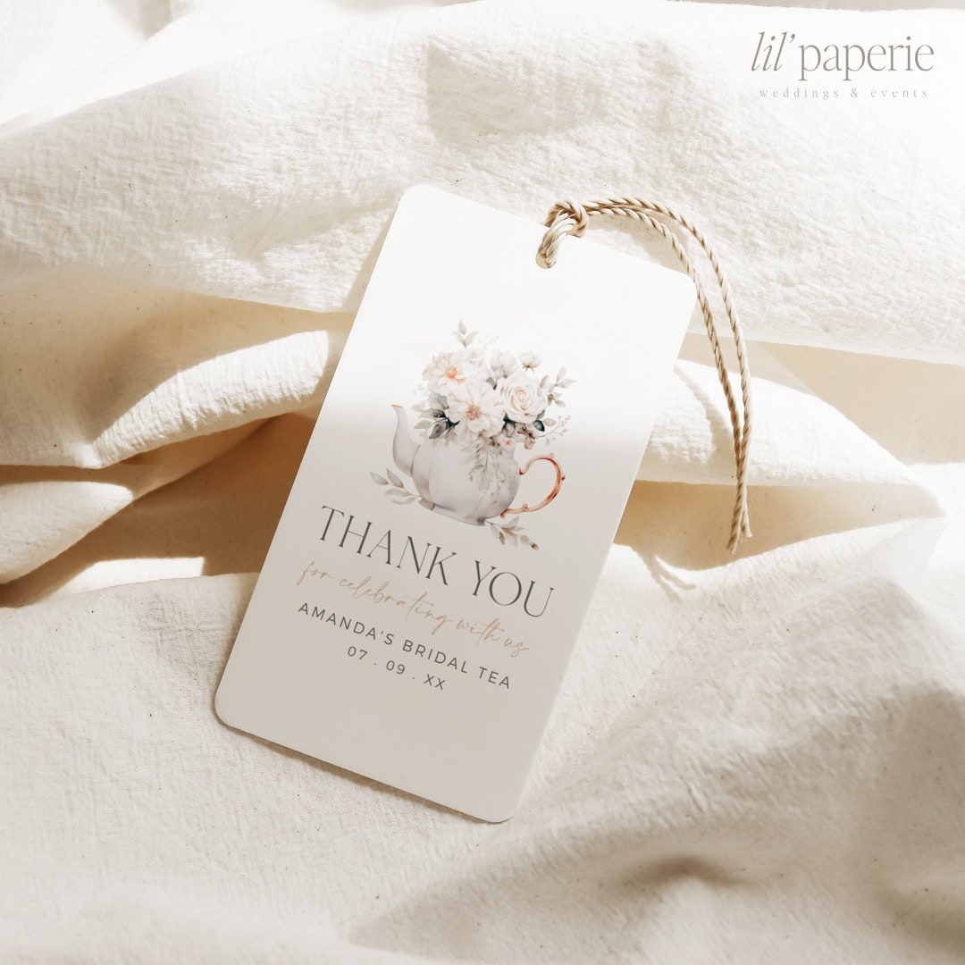 Bridal Tea Party Favor Tag Template, Minimal Tea Bridal Shower Favor ...