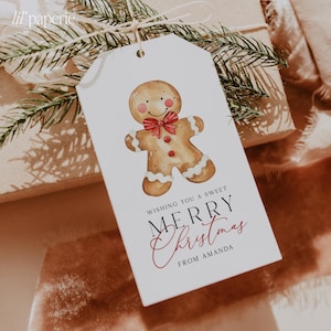 Christmas Gingerbread Man Tag, Printable Cookie Christmas Gift Tag ...