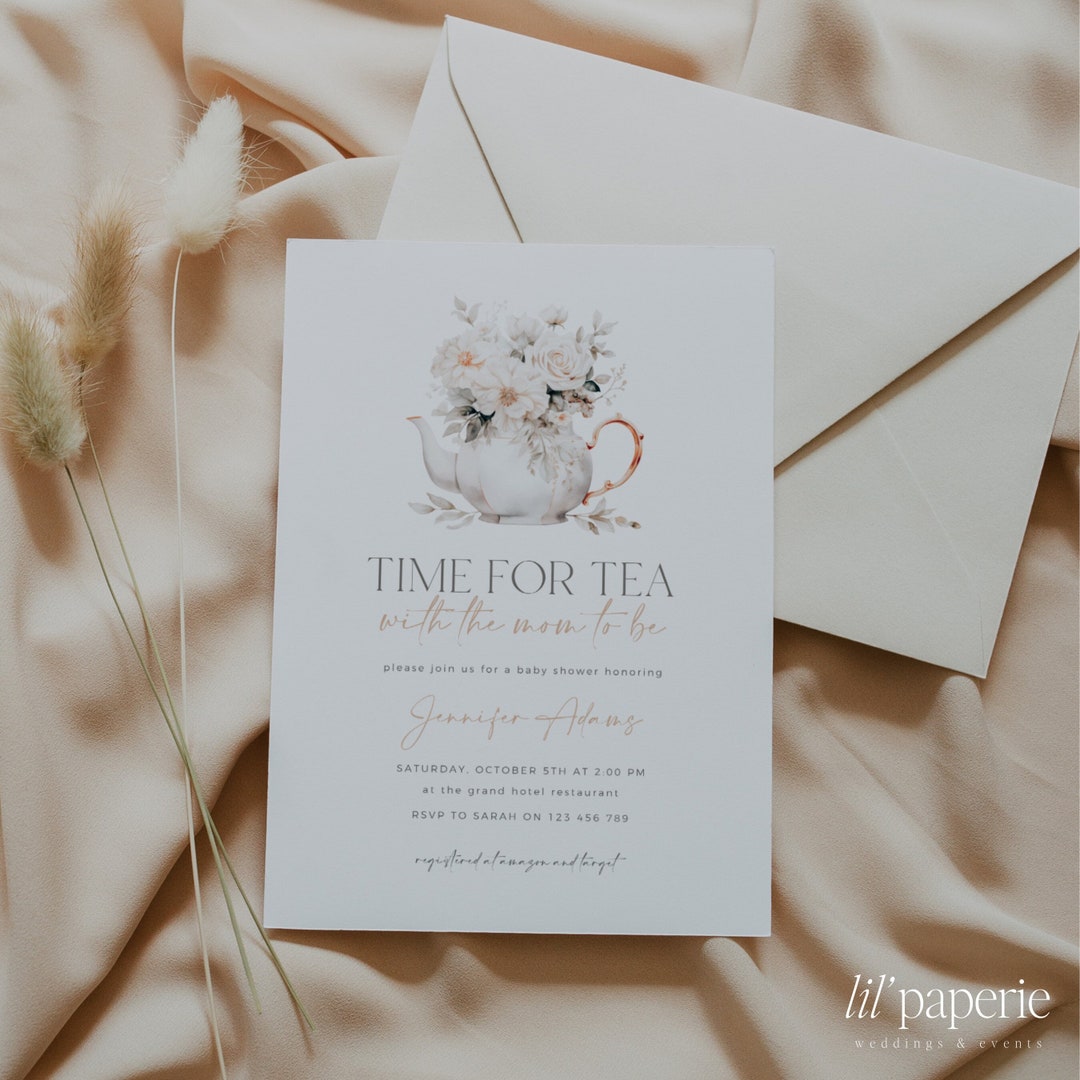Time for Tea With the Mom to Be Invitation Template, Printable Tea ...
