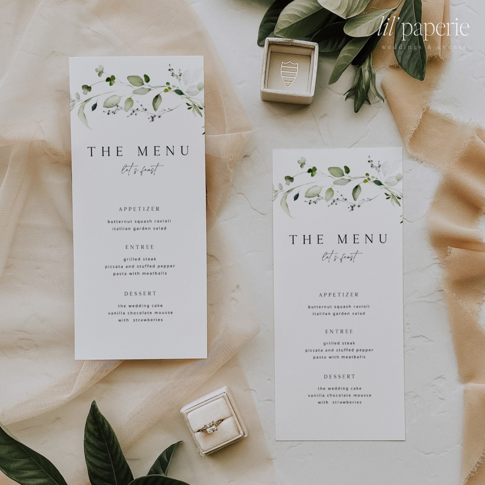 Minimal Greenery Wedding Menu Template Download, Printable Botanical ...