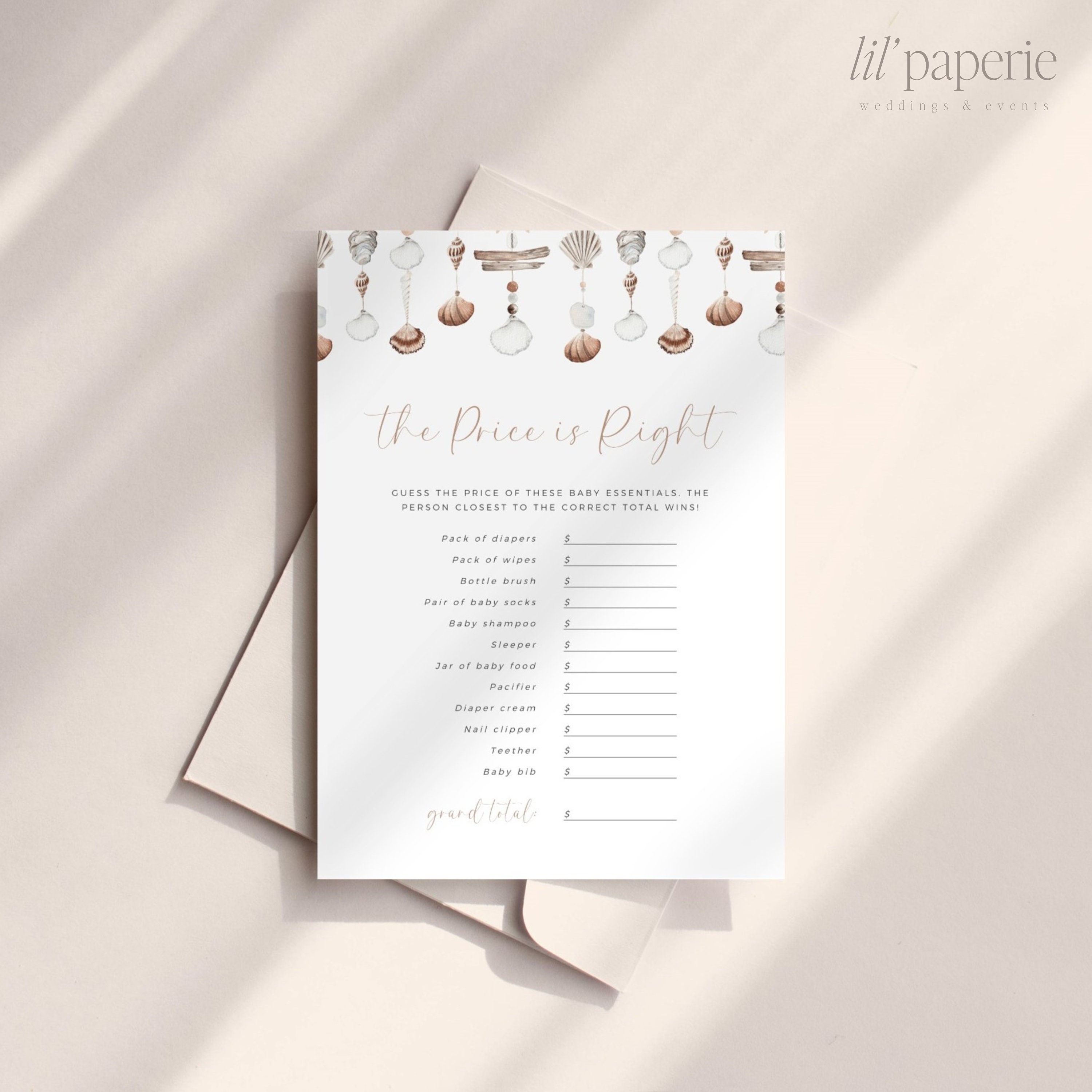 The Price is Right Baby Shower Game, Printable Baby Shower Game ...