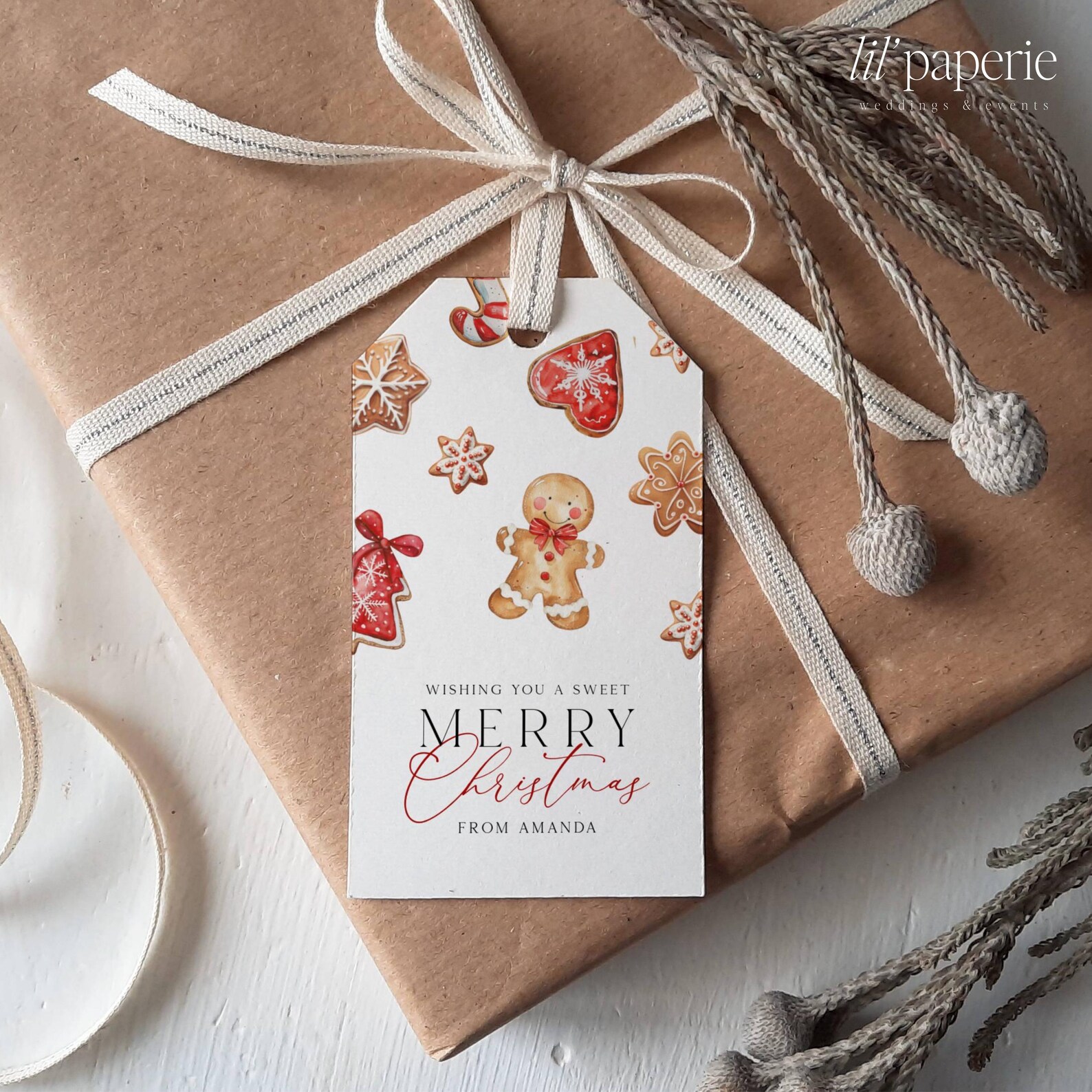 A Sweet Christmas Gift Tag Template, Printable Cookie Christmas Tag ...