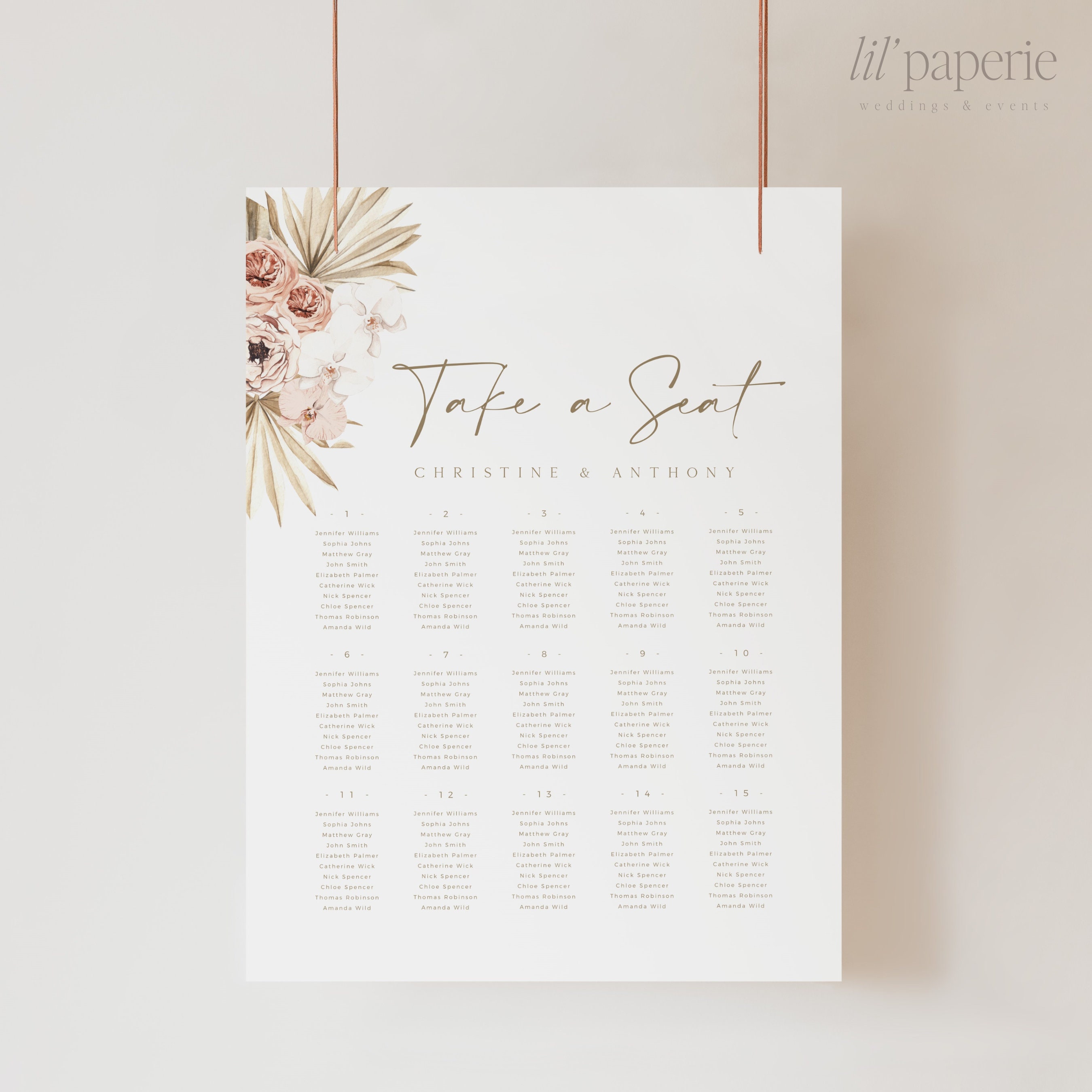Minimal Boho Wedding Seating Chart Template, Printable Boho Seating ...