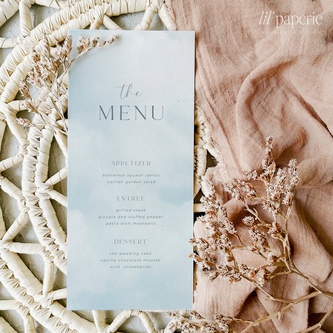 Cloud Nine Menu Template, Printable Clouds Menu, Simple Cloud 9 Bridal ...